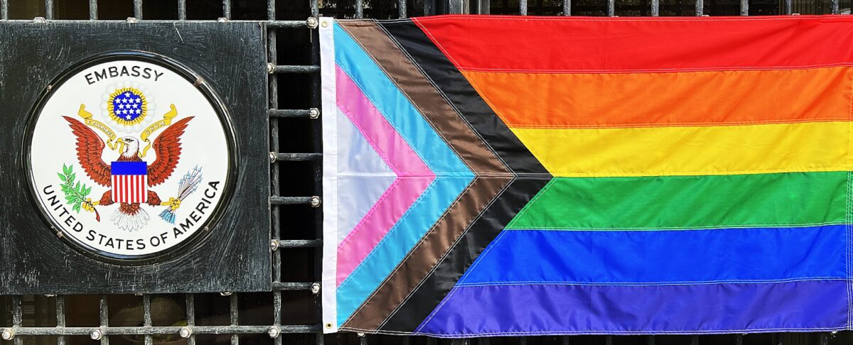 US EMBASSY FLYING PRIDE FLAG FOR JUNE : PNG Haus Bung